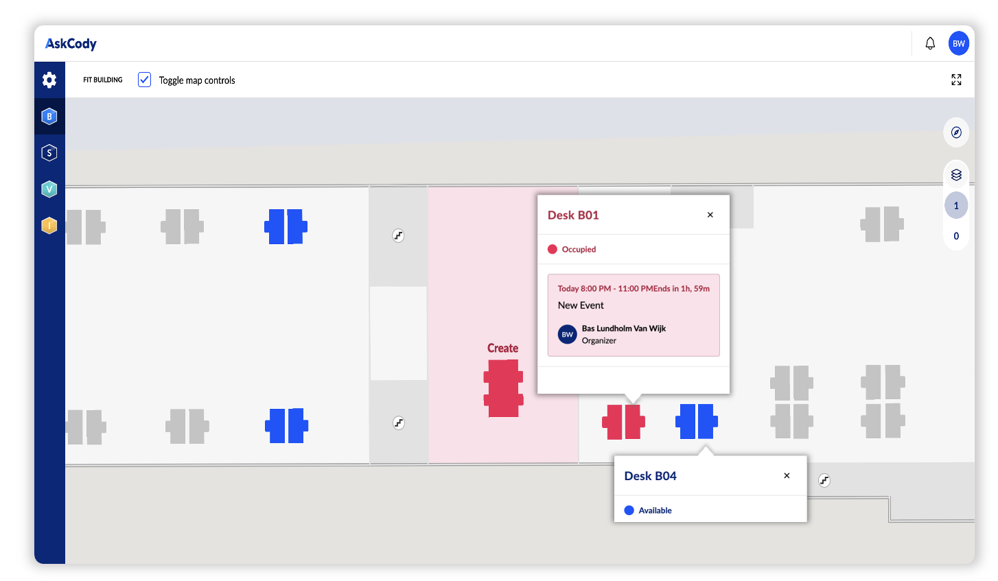 AskCody Maps for hybrid workplaces